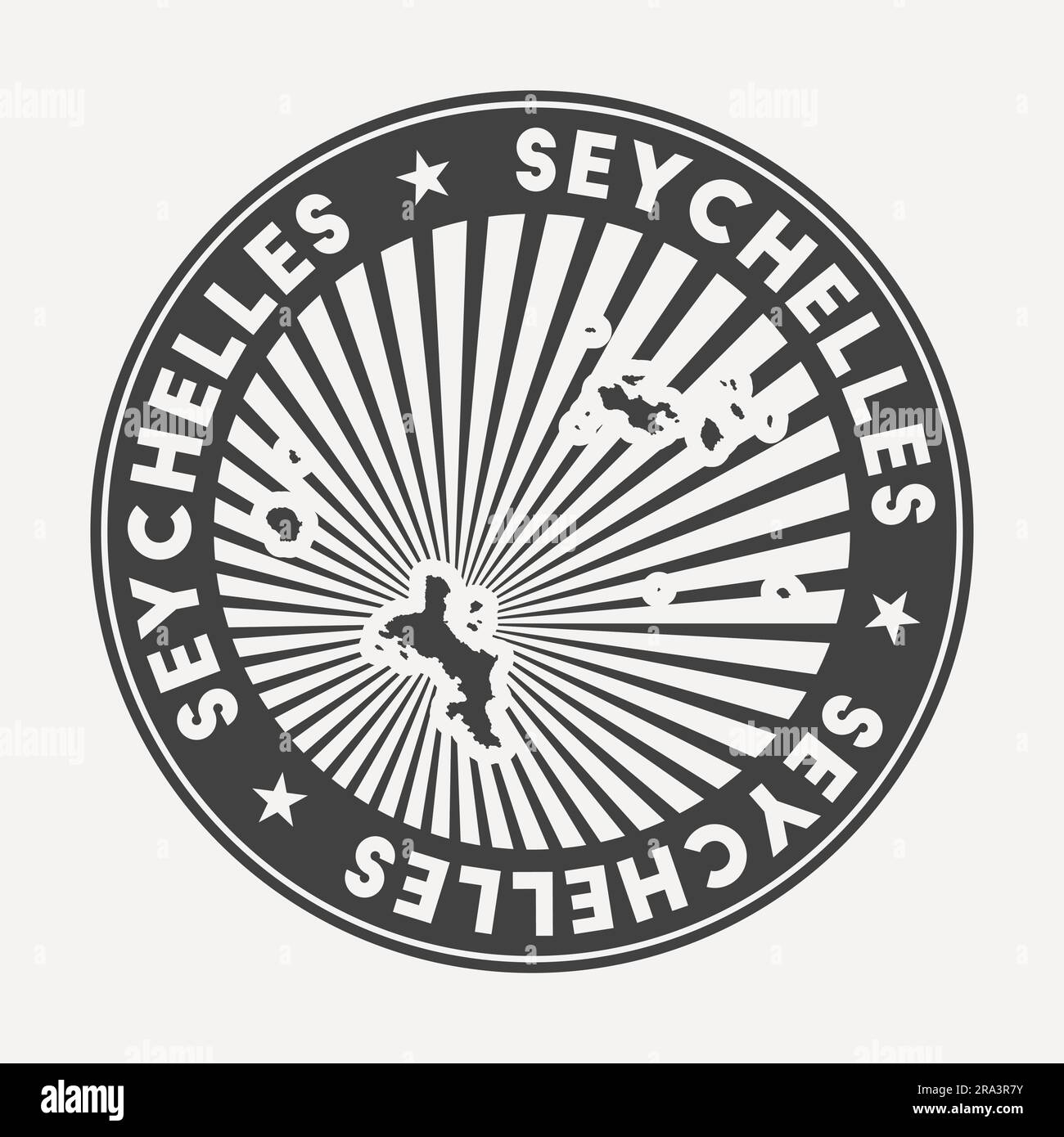 Seychelles round logo. Vintage travel badge with the circular name and ...