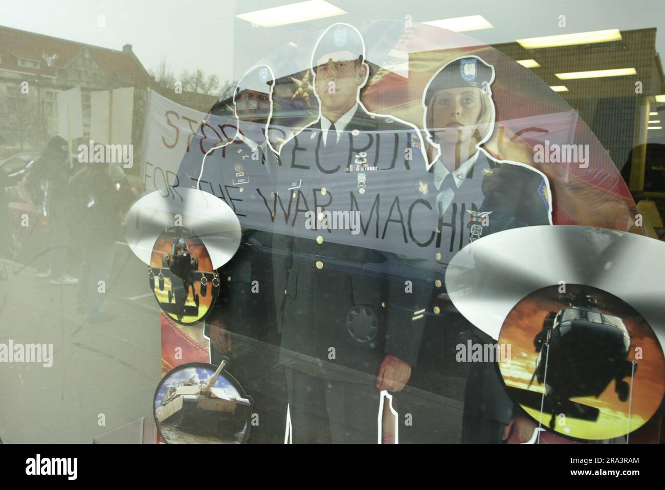 Anti-war activists protest the opening of an Indiana Army National ...