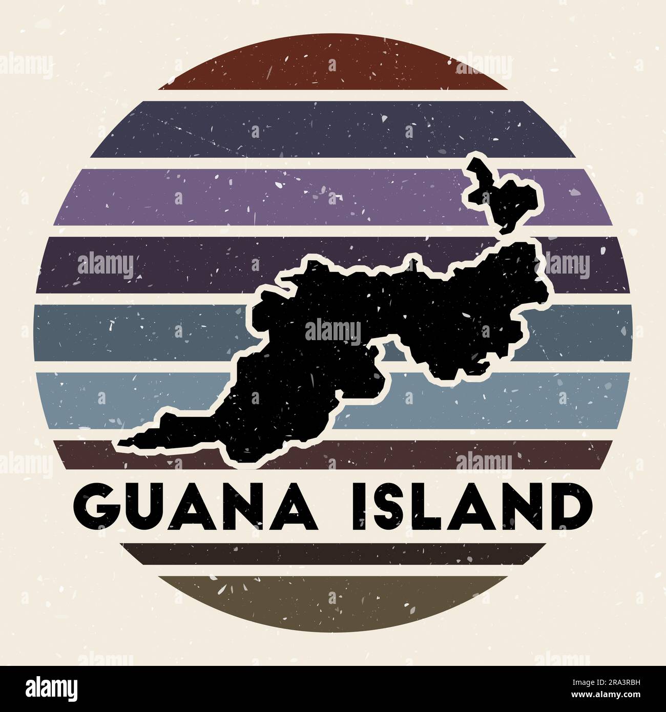 Guana Island logo. Sign with the map and colored stripes, vector ...