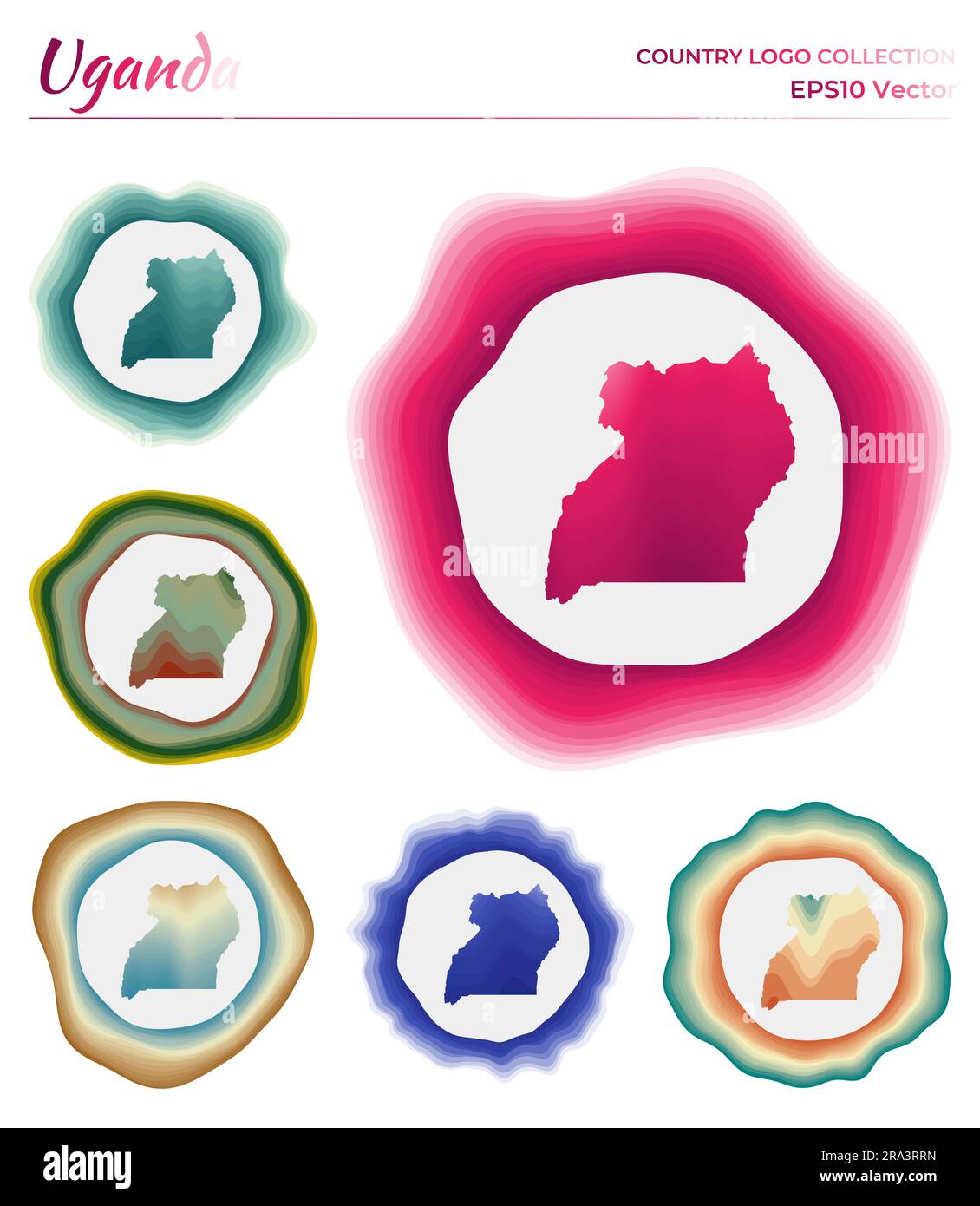 Uganda logo collection. Colorful badge of the country. Layers around ...