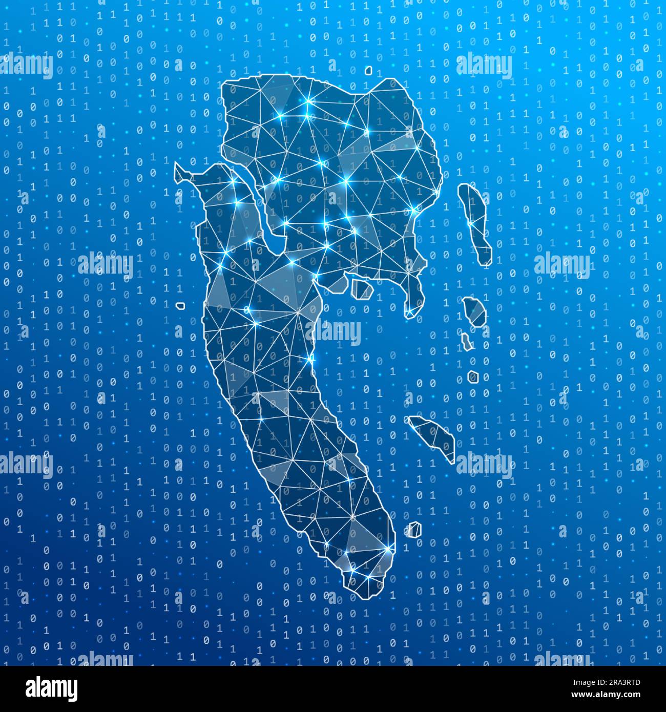 Network map of Ko Lanta. Island digital connections map. Technology ...
