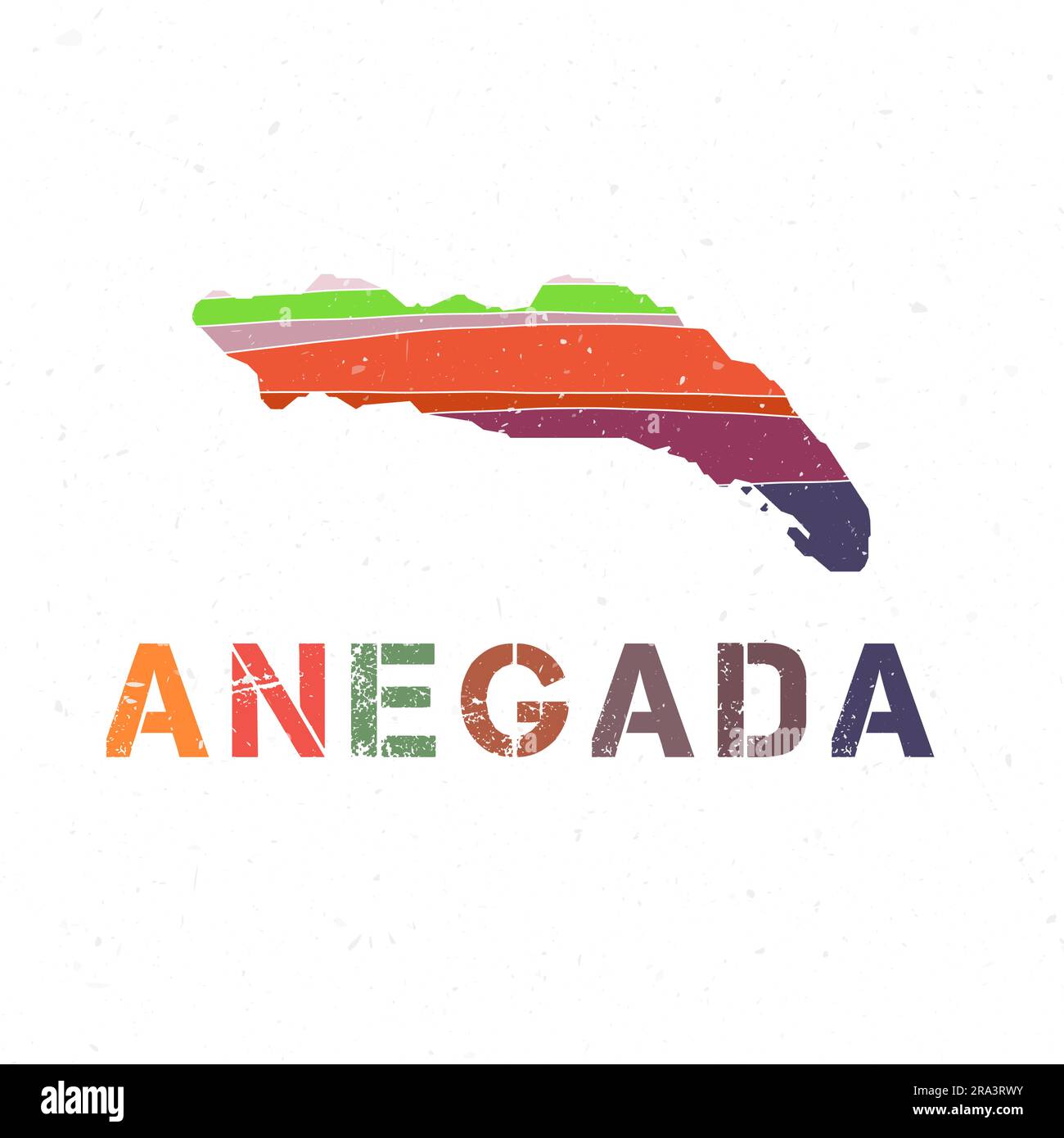 Anegada map design. Shape of the island with beautiful geometric waves ...