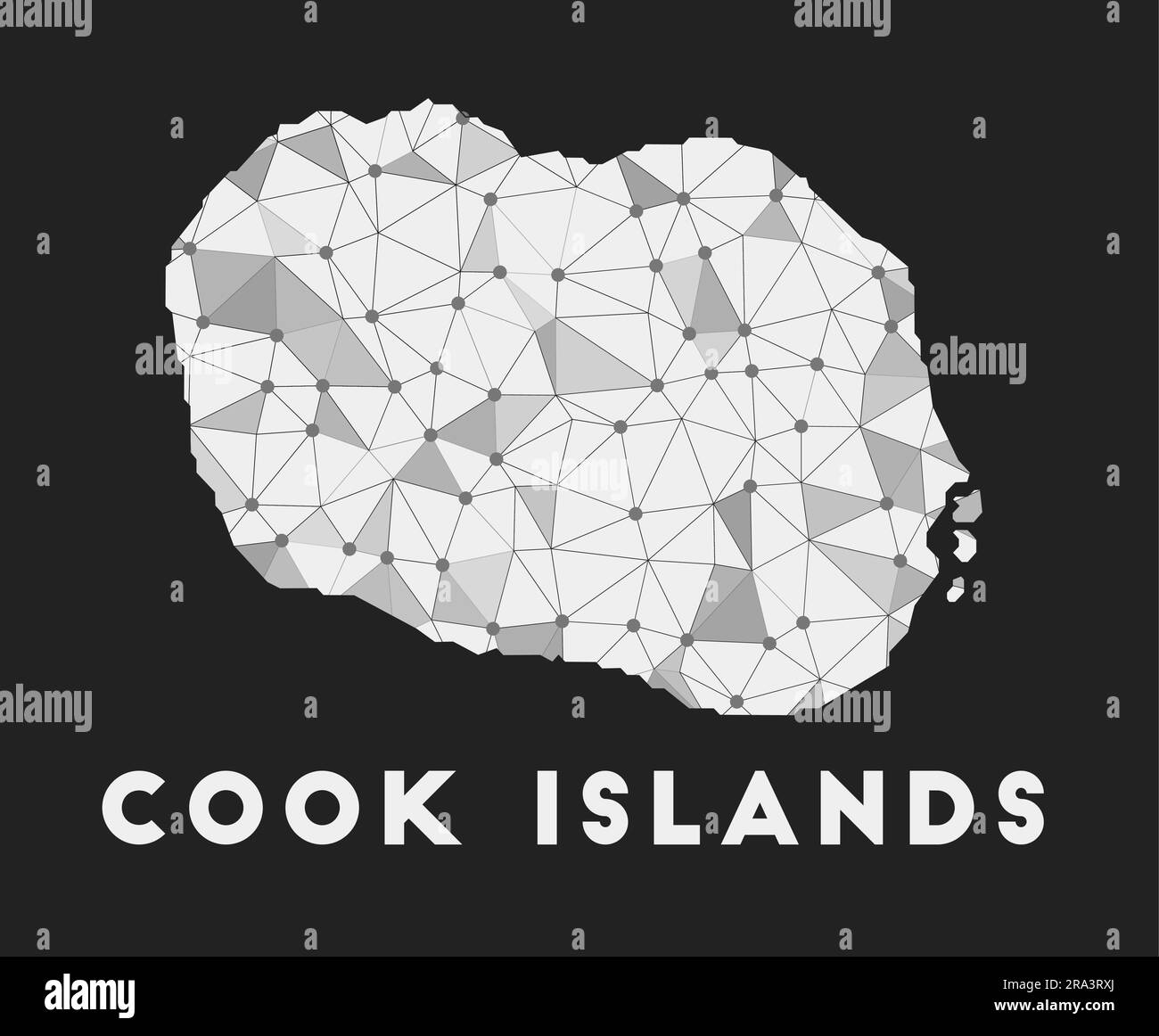 Cook Islands - communication network map of island. Cook Islands trendy ...