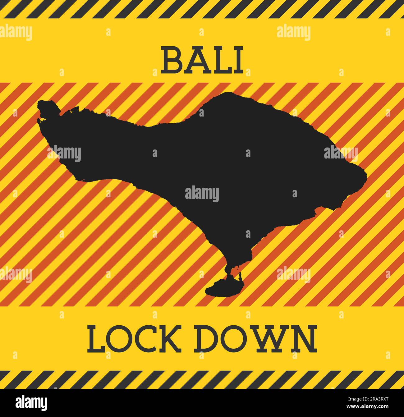 Bali Lock Down Sign. Yellow island pandemic danger icon. Vector ...