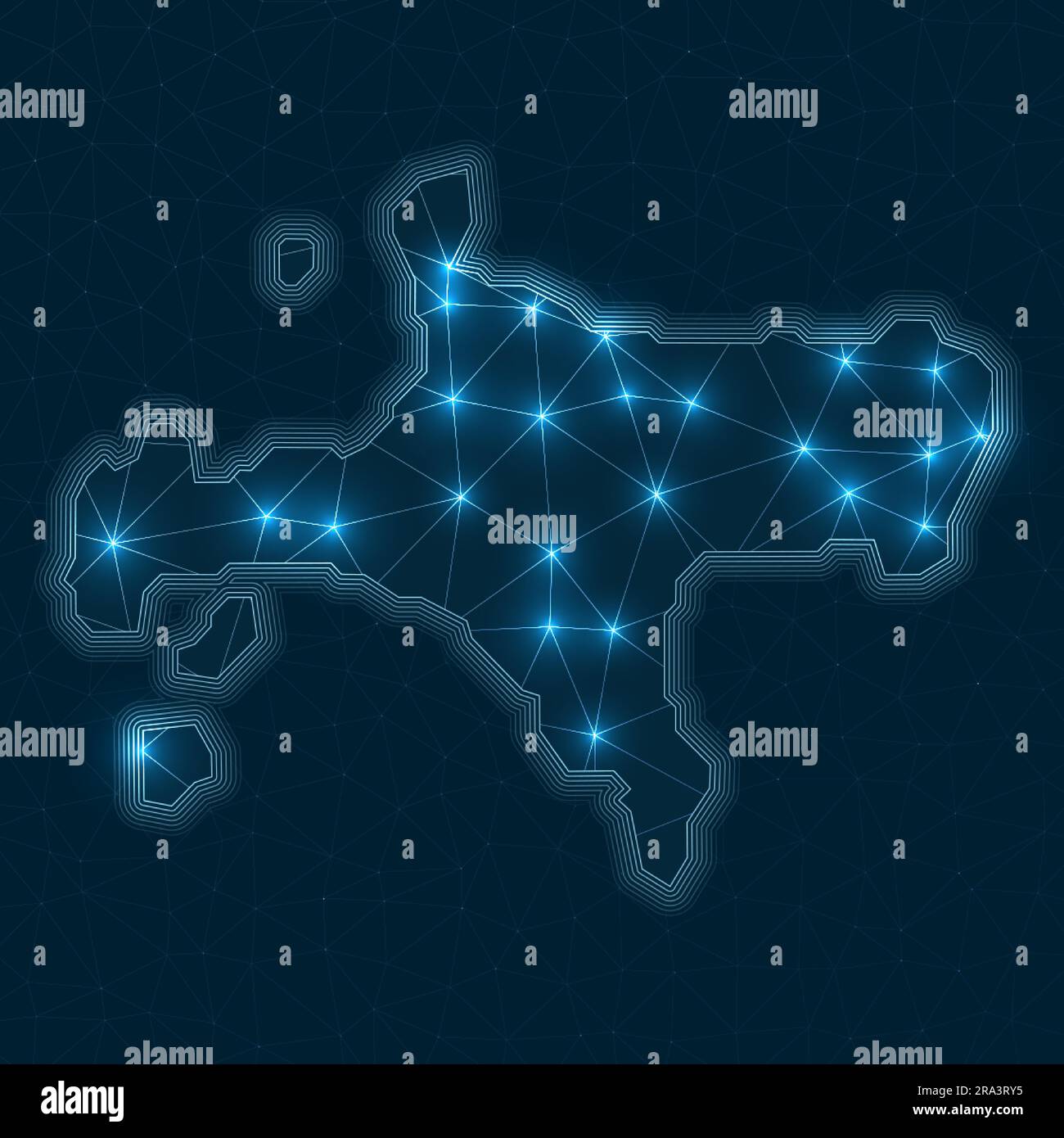 Ko Mak network map. Abstract geometric map of the island. Digital ...
