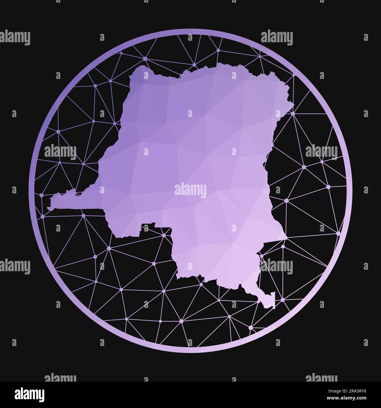 DR Congo icon. Vector polygonal map of the country. DR Congo icon in ...