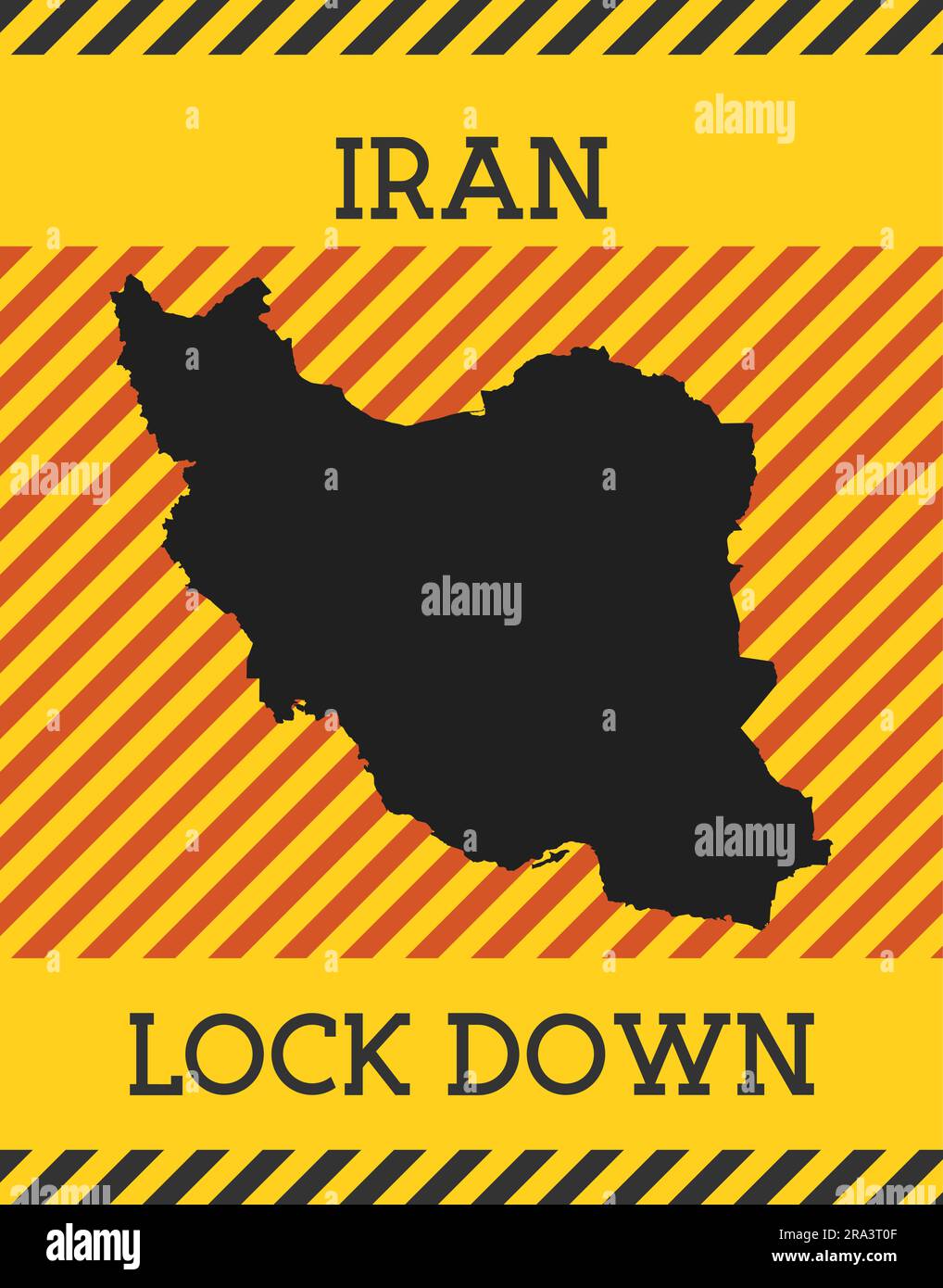 Iran lock down sign. Yellow country pandemic danger icon. Vector ...