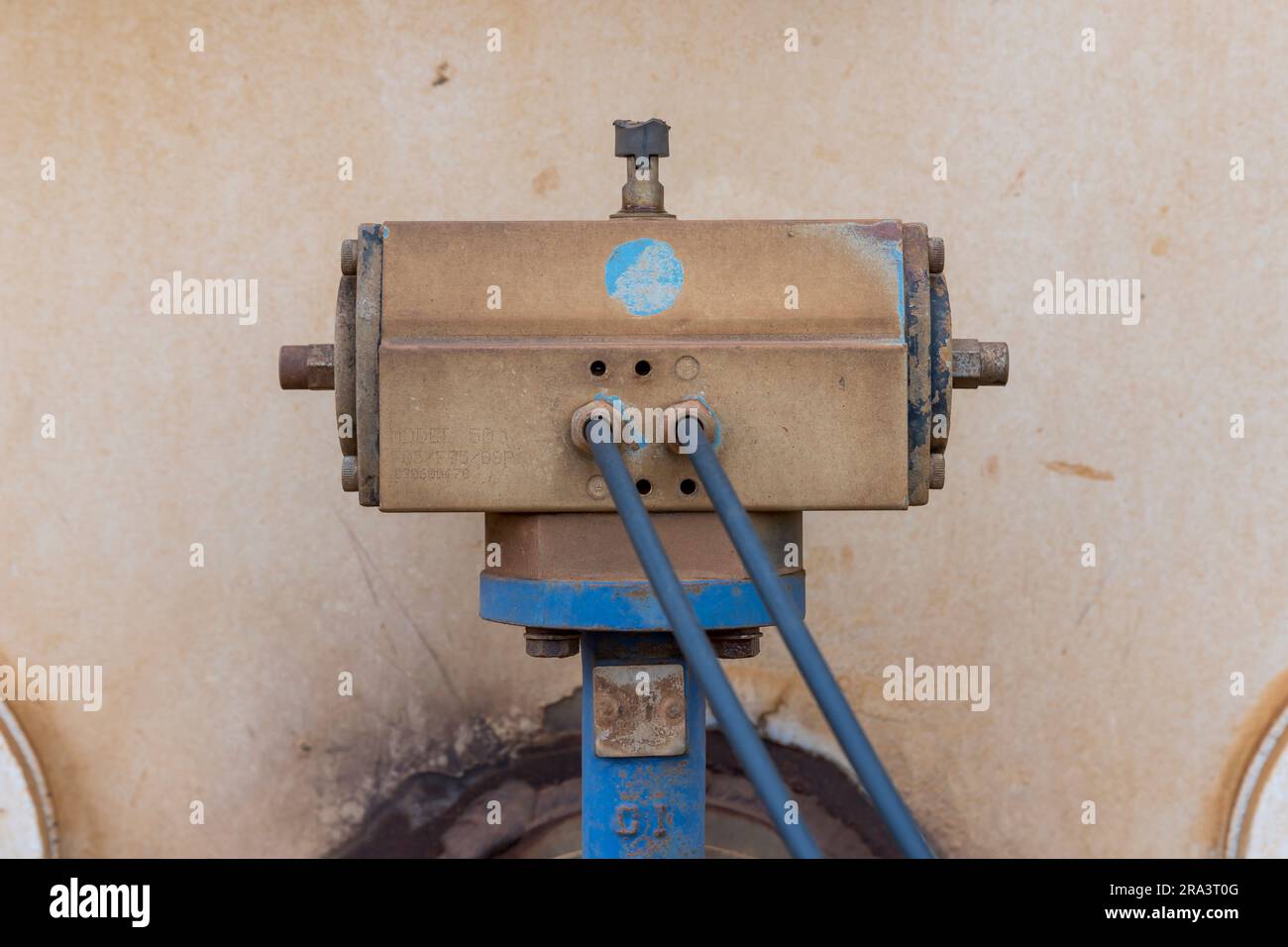 Photograph of an old and dirty motor controller on a water truck bolted ...