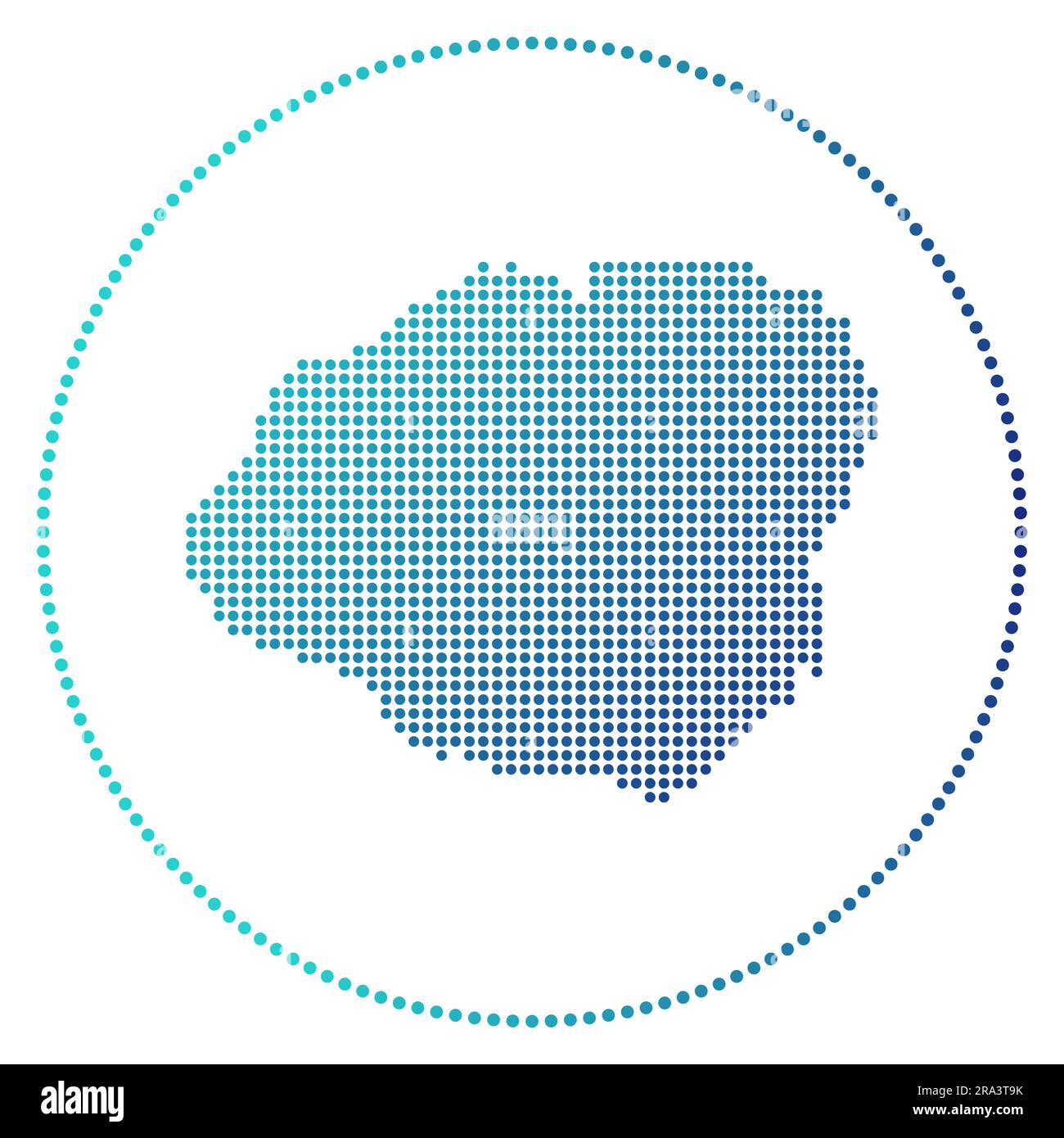 Kauai Digital Badge Dotted Style Map Of Kauai In Circle Tech Icon Of