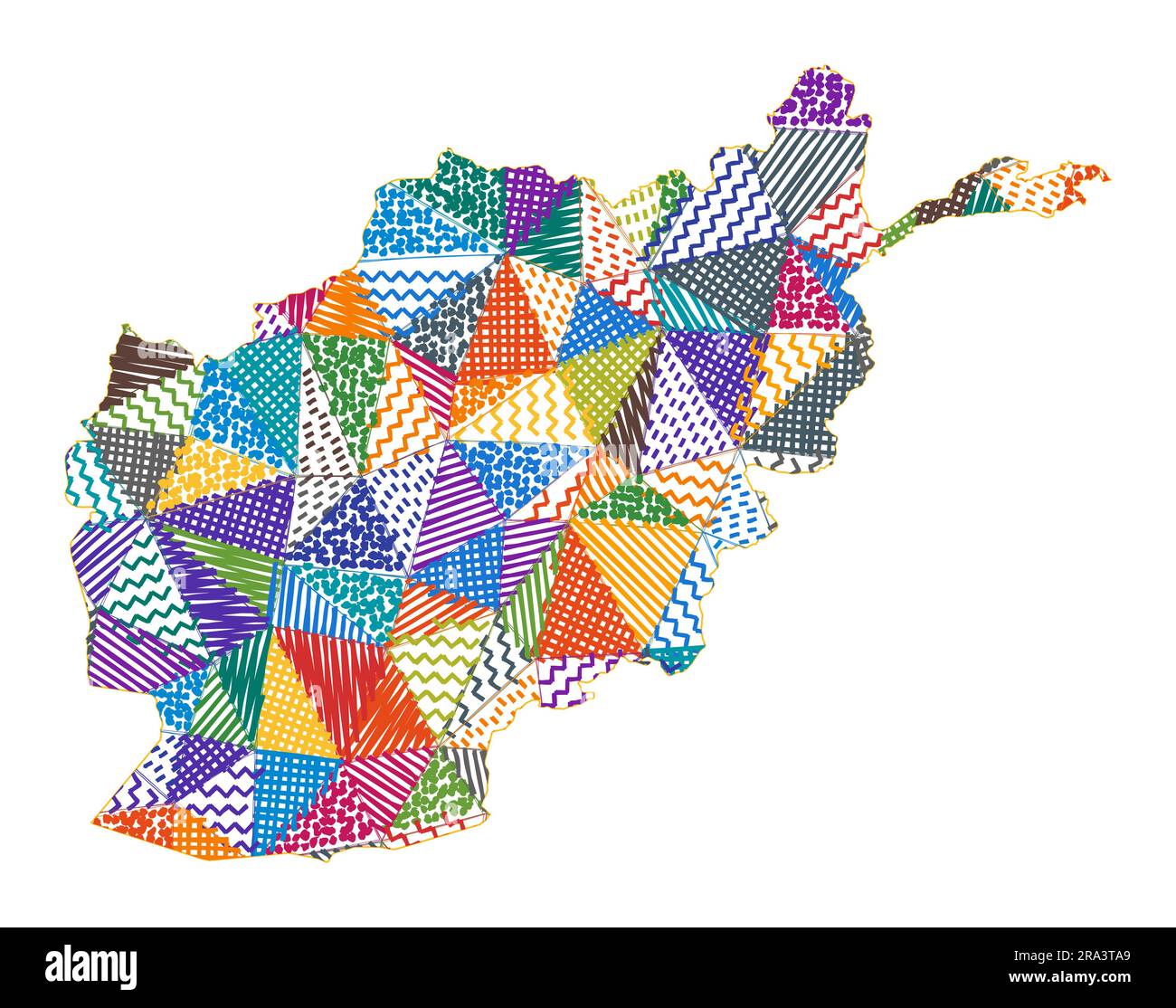 Kid style map of Afghanistan. Hand drawn polygons in the shape of ...
