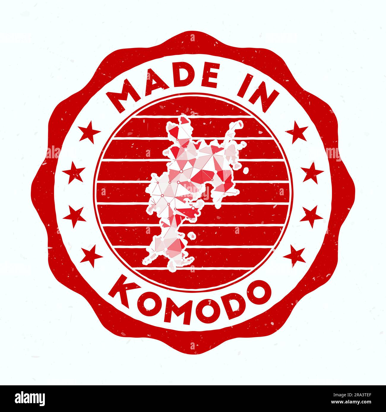 Made In Komodo. Island round stamp. Seal of Komodo with border shape ...