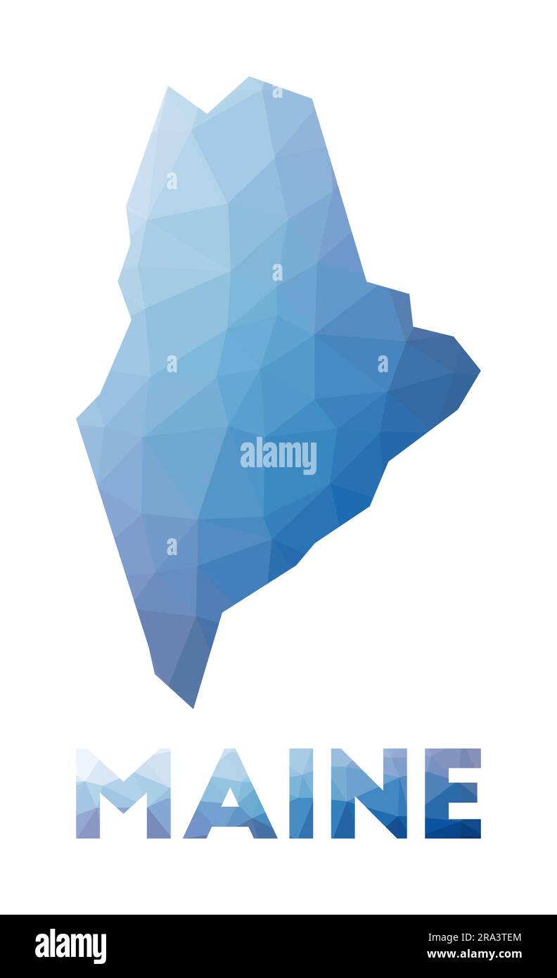 Low poly map of Maine. Geometric illustration of the US state. Maine ...