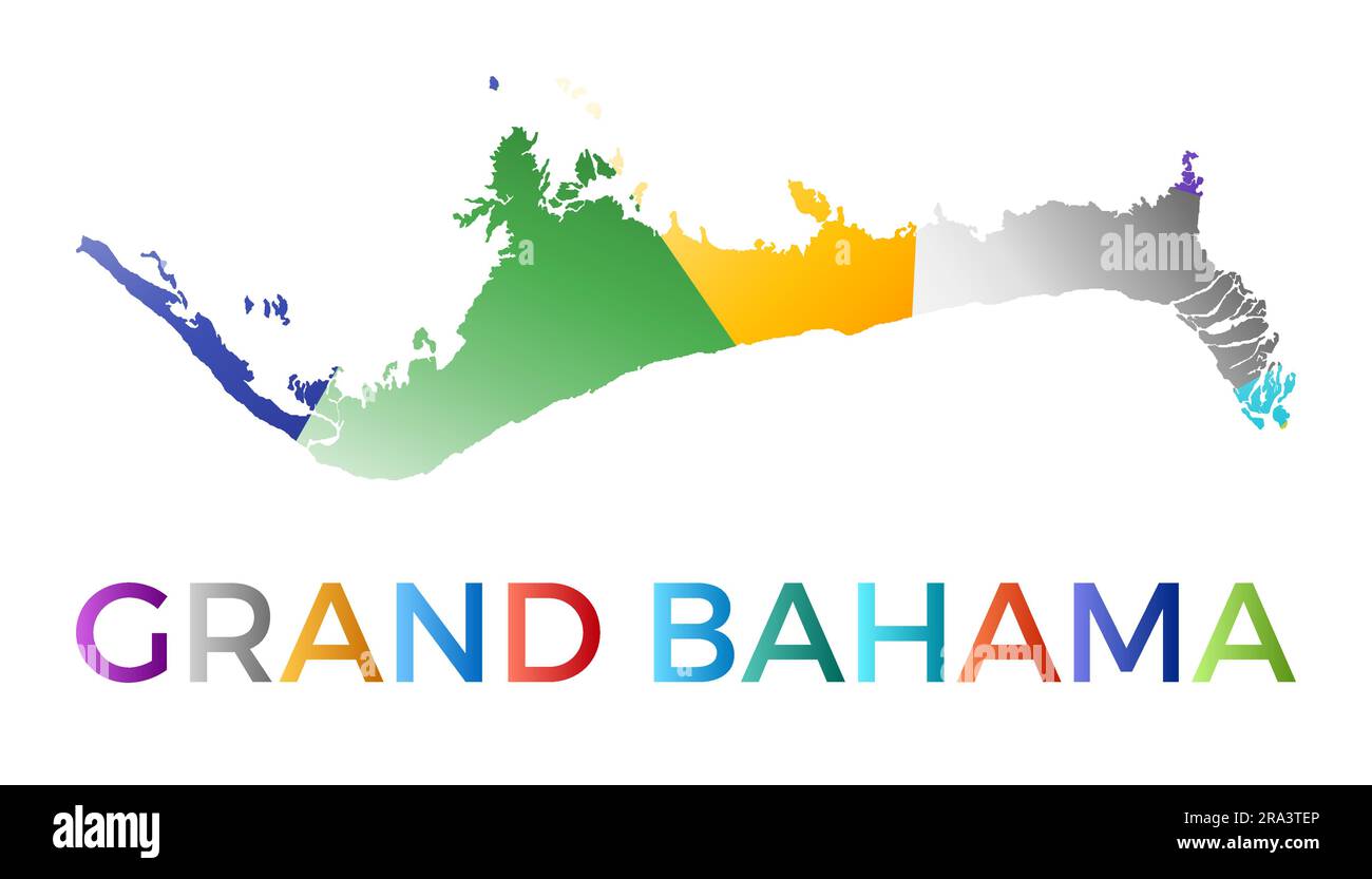 Bright colored Grand Bahama shape. Multicolor geometric style island ...
