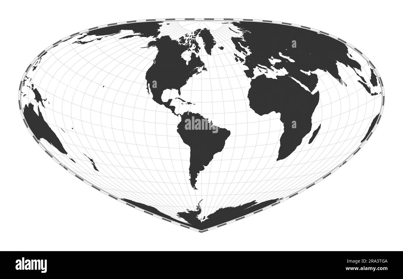 Vector world map. Bottomley projection. Plain world geographical map ...