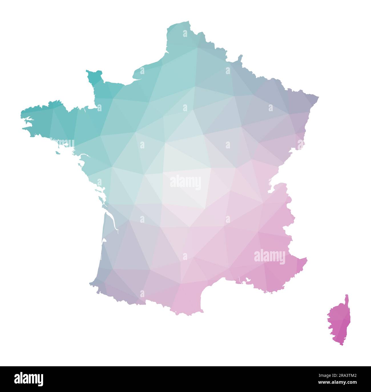 Polygonal map of France. Geometric illustration of the country in ...