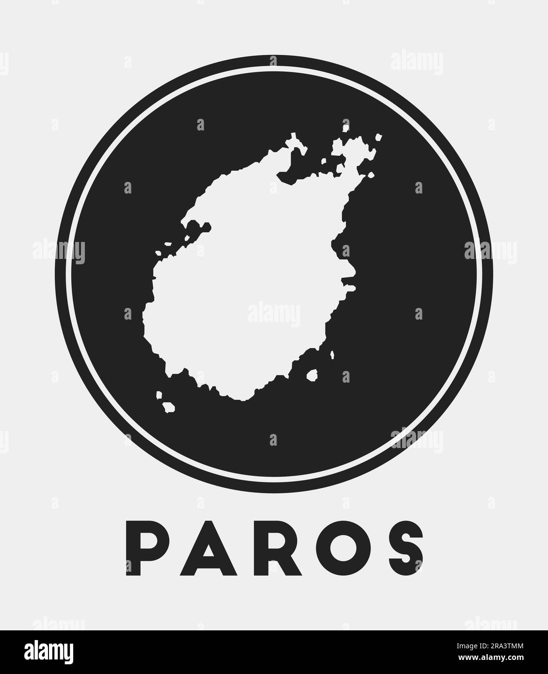 Paros icon. Round logo with island map and title. Stylish Paros badge ...