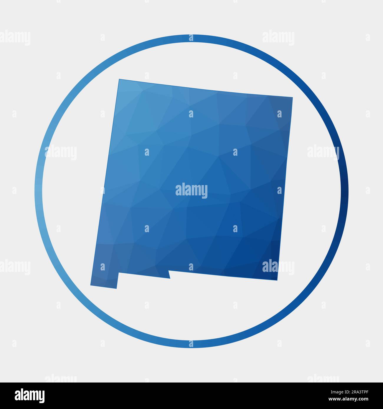 New Mexico icon. Polygonal map of the US state in gradient ring. Round ...