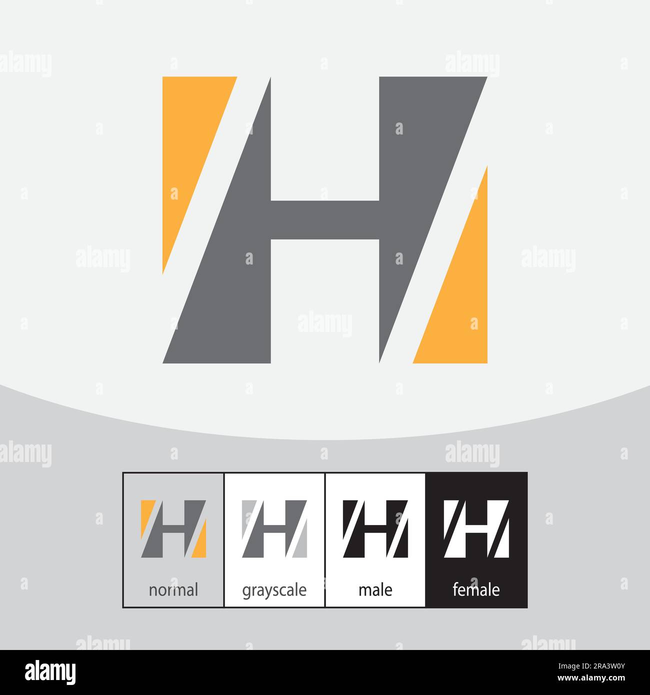 H Letter Logo. Yellow and Gray - Vector Stock Vector Image & Art - Alamy