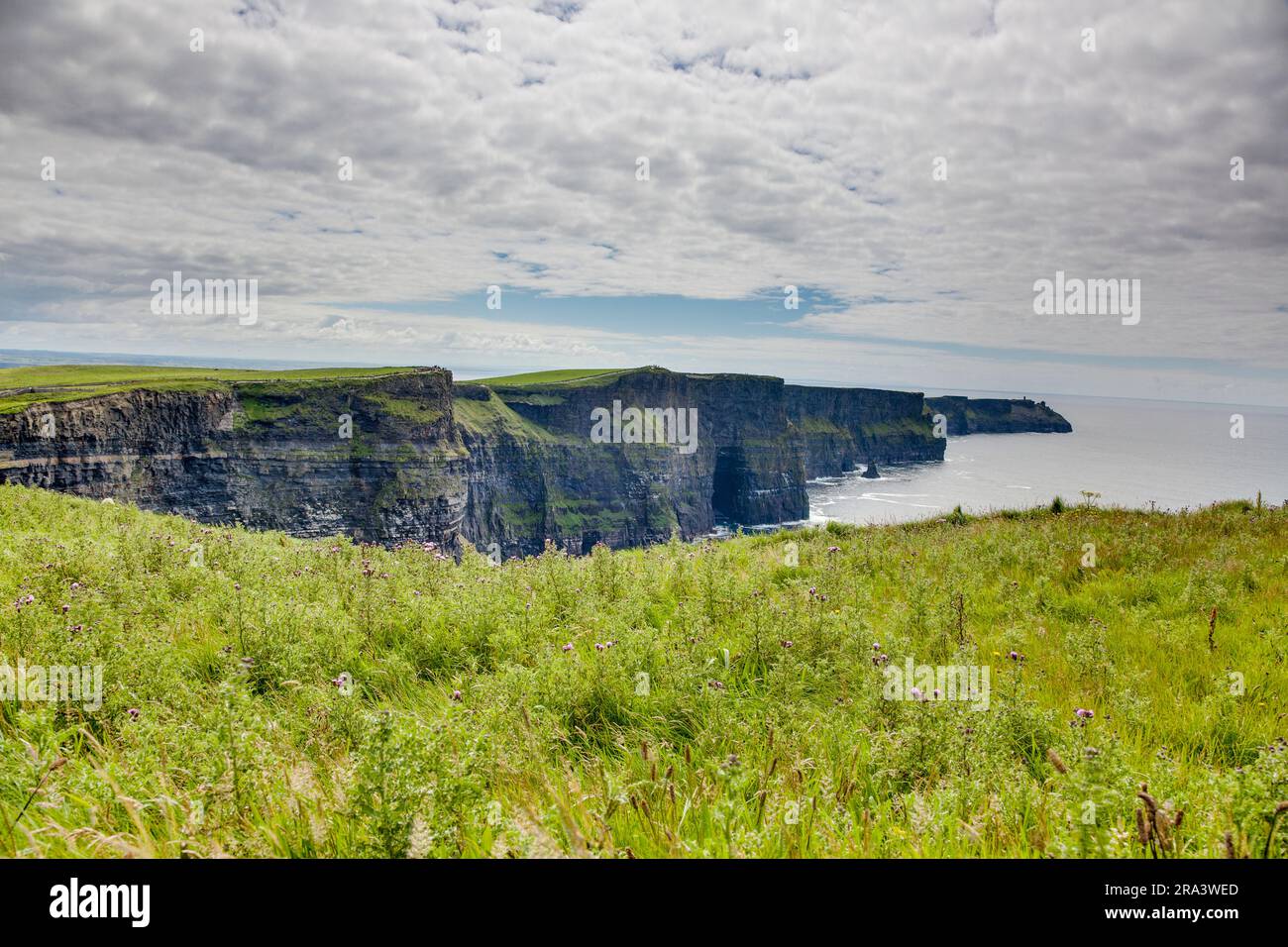 Panoramic picture of the Cliffs of Moher in South West Ireland during ...