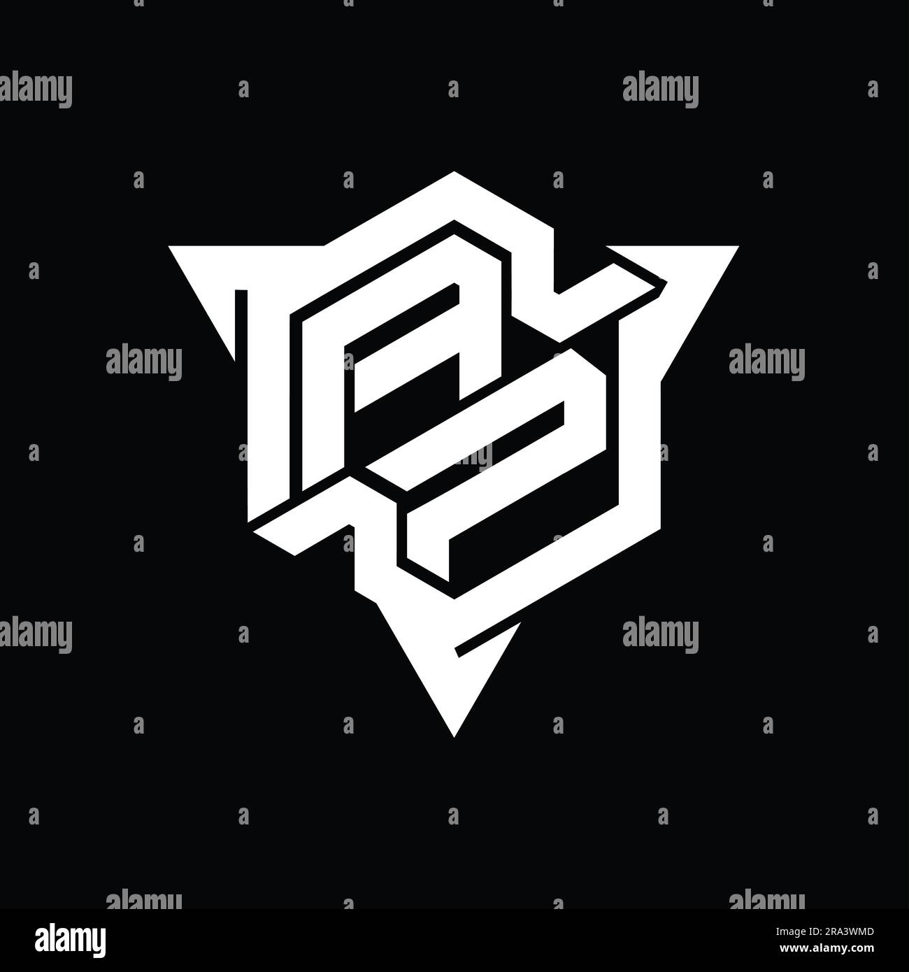 AP Letter Logo monogram hexagon shape with triangle outline gaming ...