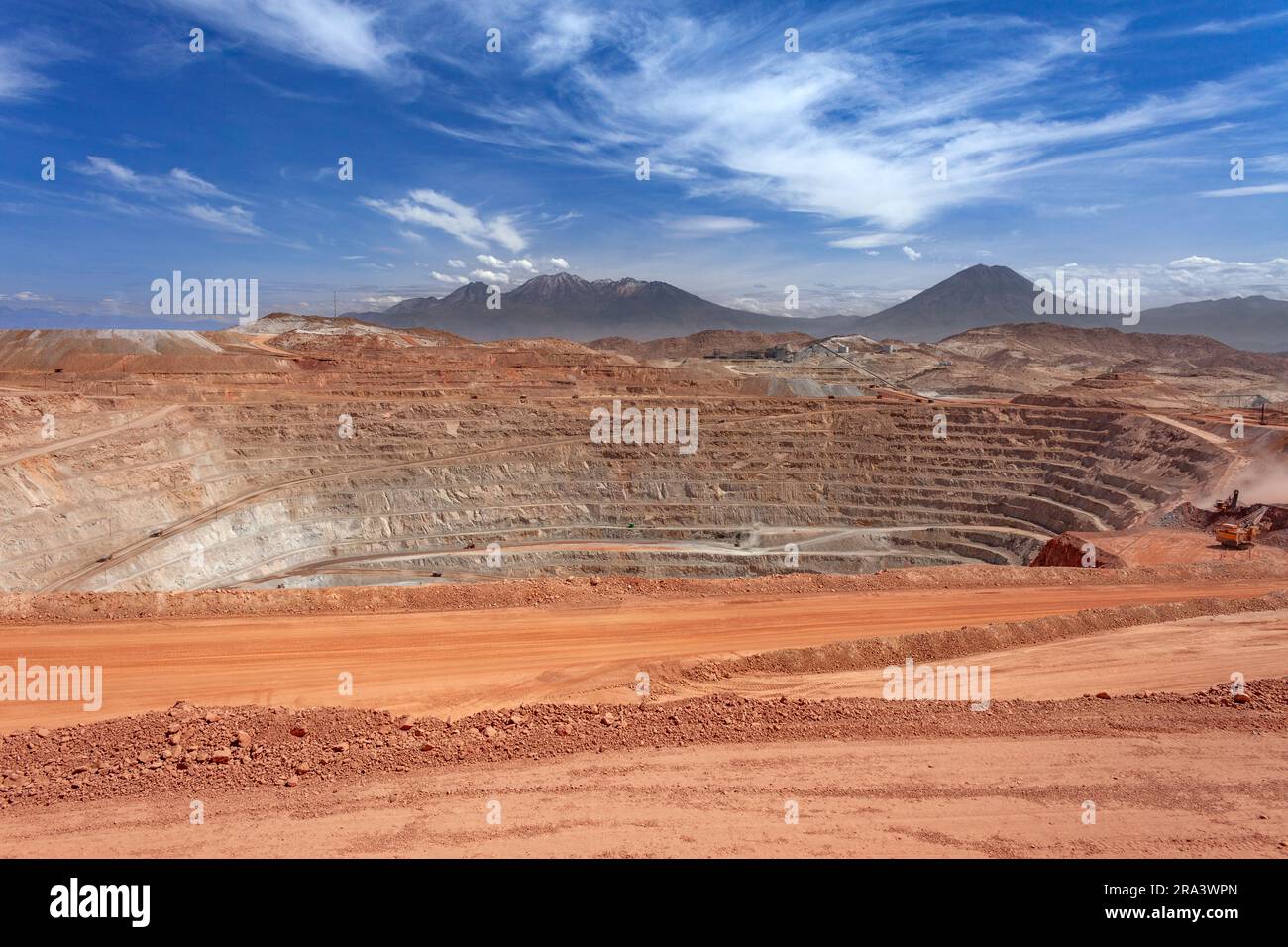 View of the pit of an open-pit copper mine in Peru Stock Photo - Alamy