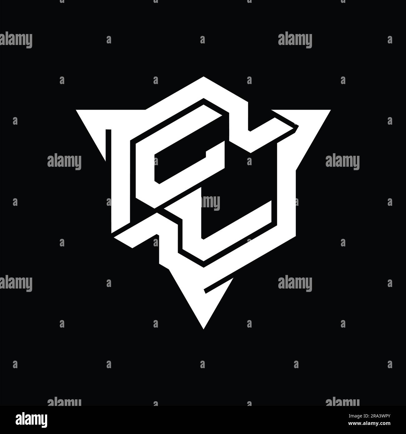 CL Letter Logo monogram hexagon shape with triangle outline gaming ...