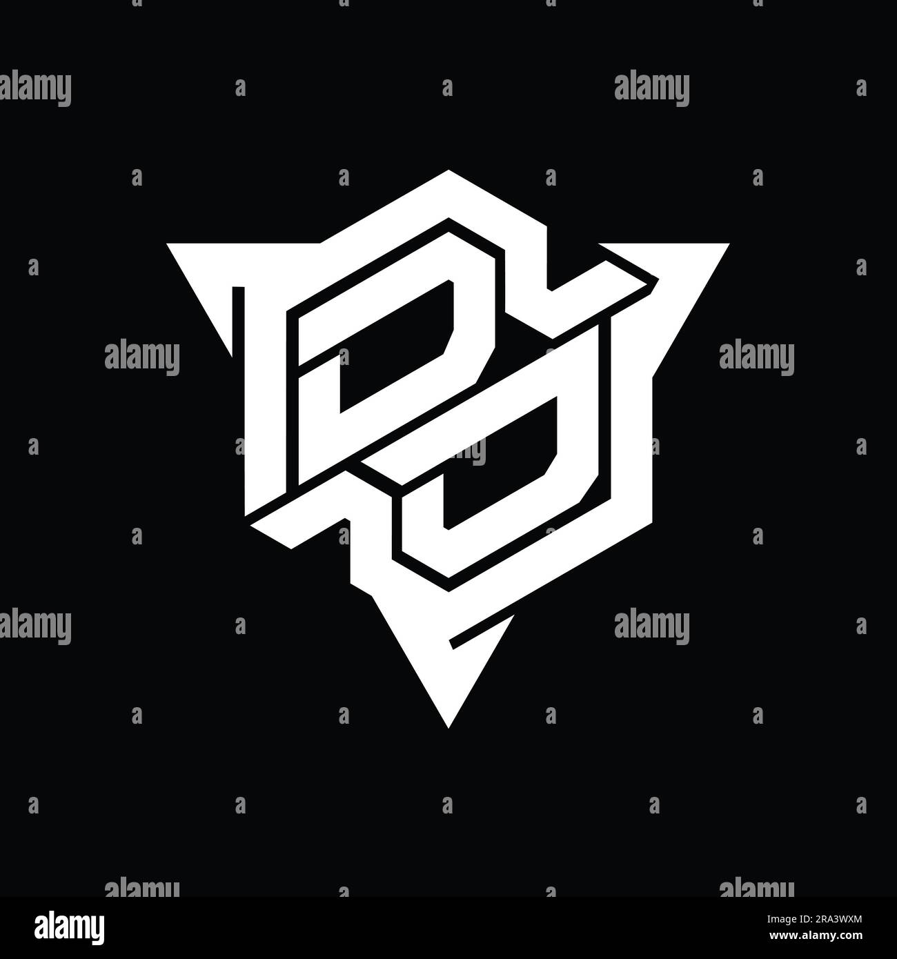 DD Letter Logo monogram hexagon shape with triangle outline gaming ...