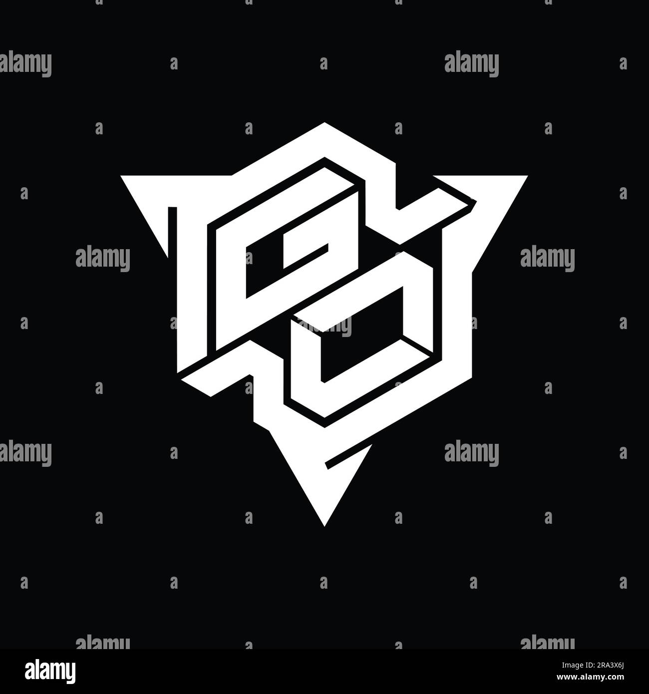 GO Letter Logo monogram hexagon shape with triangle outline gaming ...