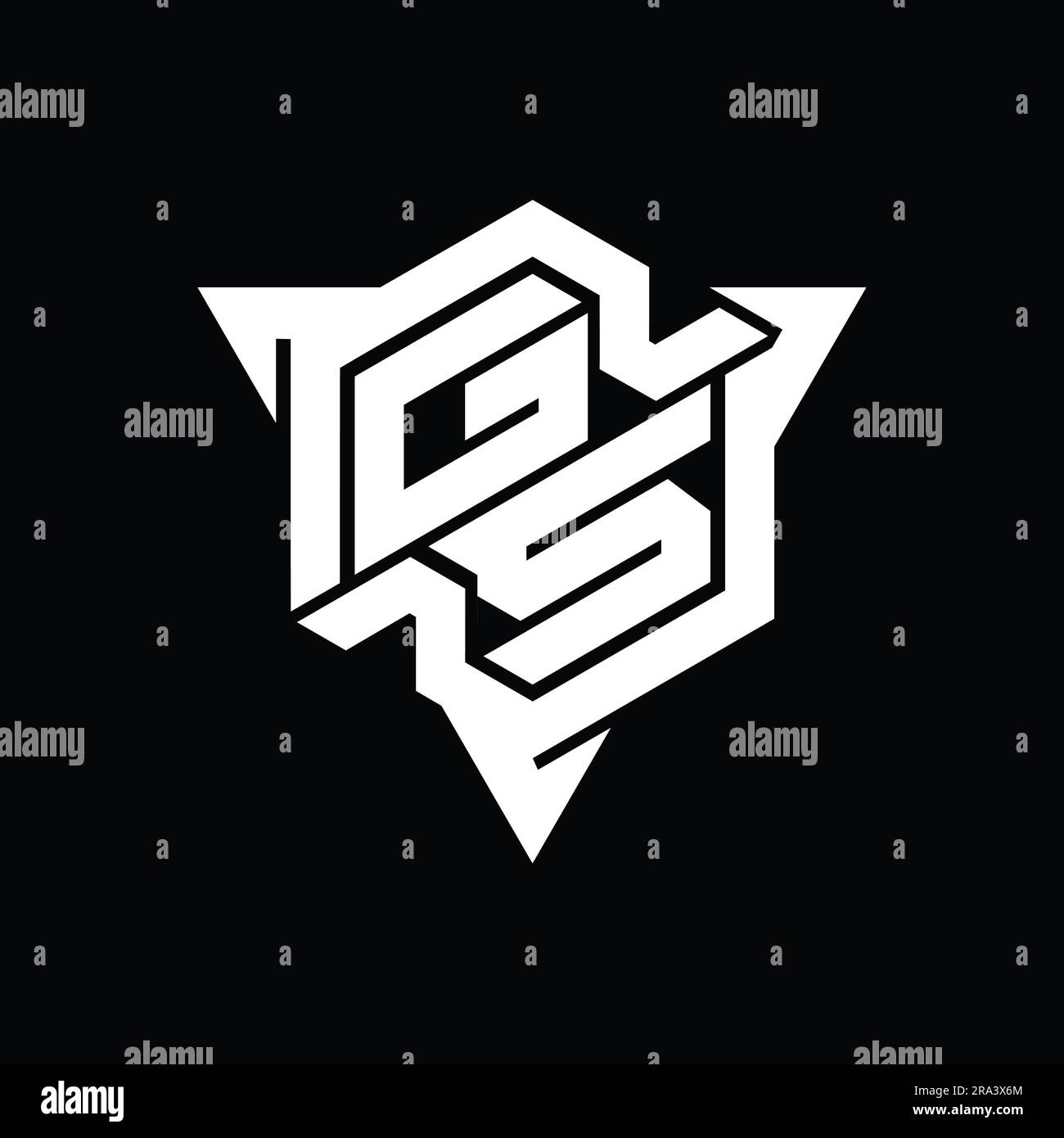 GS Letter Logo monogram hexagon shape with triangle outline gaming ...