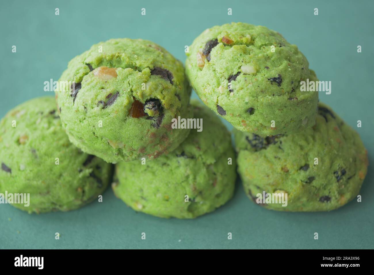 green color sweets, confectionary and pastry products Stock Photo - Alamy