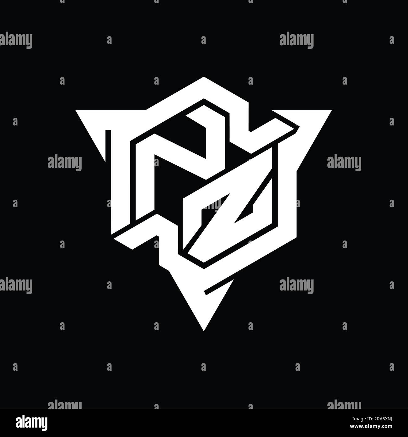 NZ Letter Logo monogram hexagon shape with triangle outline gaming ... NZ Letter Logo monogram hexagon shape with triangle outline gaming ...