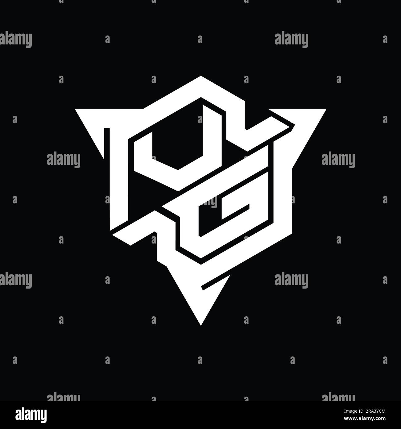 VG Letter Logo monogram hexagon shape with triangle outline gaming ...