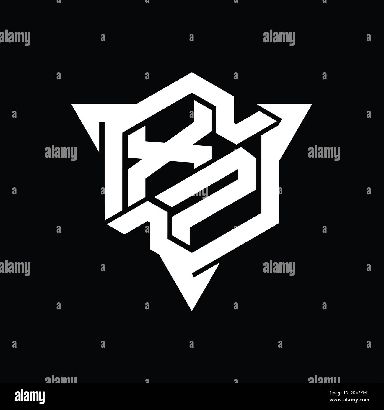XP Letter Logo monogram hexagon shape with triangle outline gaming style design template Stock ...