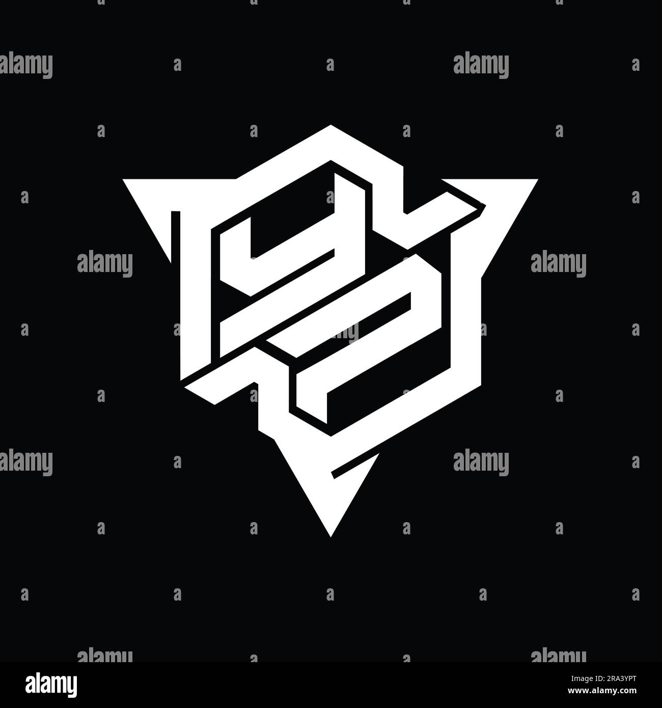 YP Letter Logo monogram hexagon shape with triangle outline gaming ...