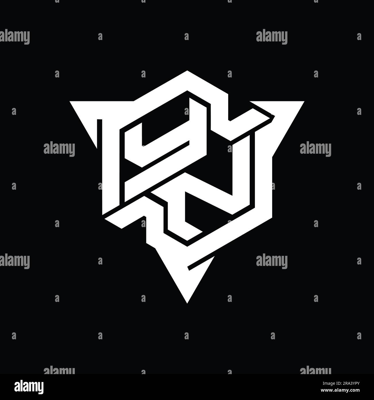 YN Letter Logo monogram hexagon shape with triangle outline gaming ... YN Letter Logo monogram hexagon shape with triangle outline gaming ...
