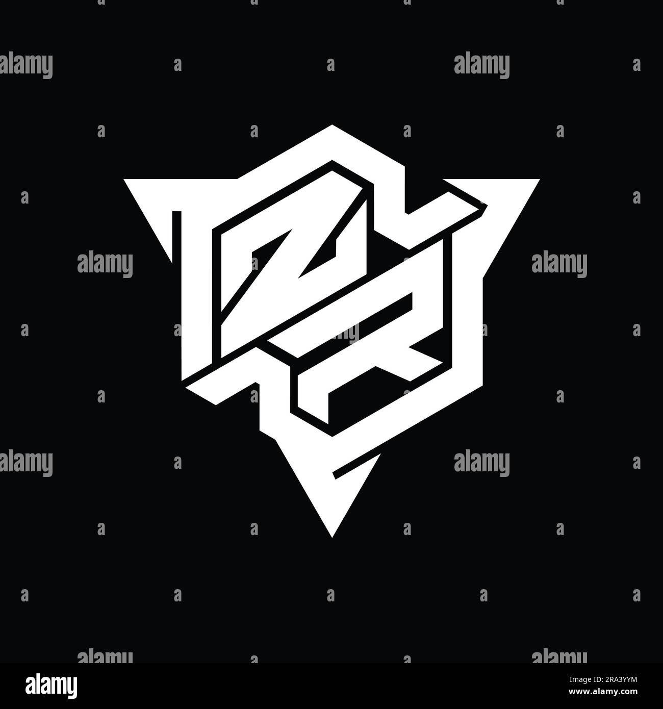 ZR Letter Logo monogram hexagon shape with triangle outline gaming ... ZR Letter Logo monogram hexagon shape with triangle outline gaming ...