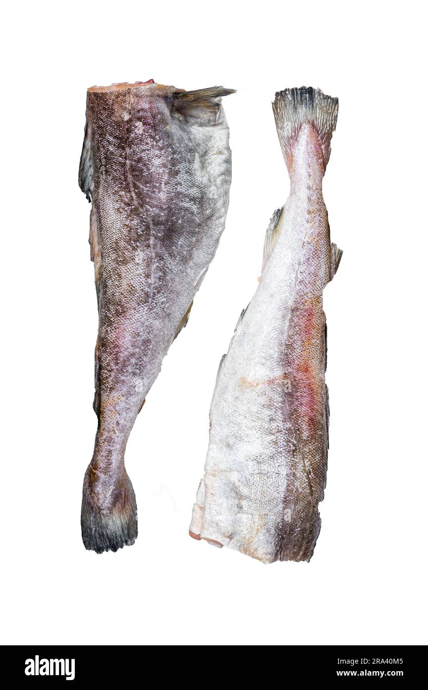 Raw cod whole fish on kitchen table. High quality Isolate, white ...