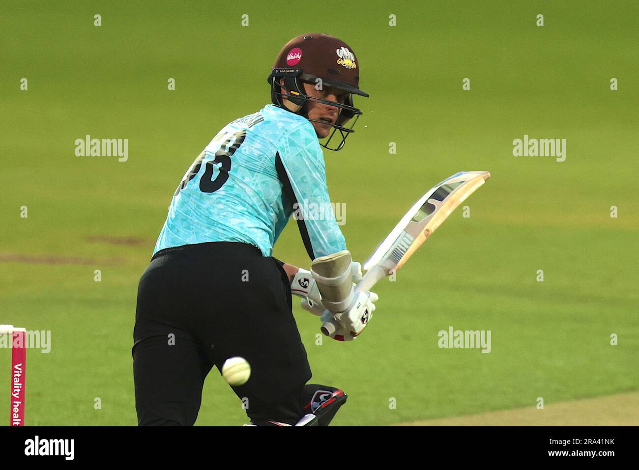 London, UK. 30th June, 2023. Surrey's Sam Curran batting as Surrey take on Somerset in the ...