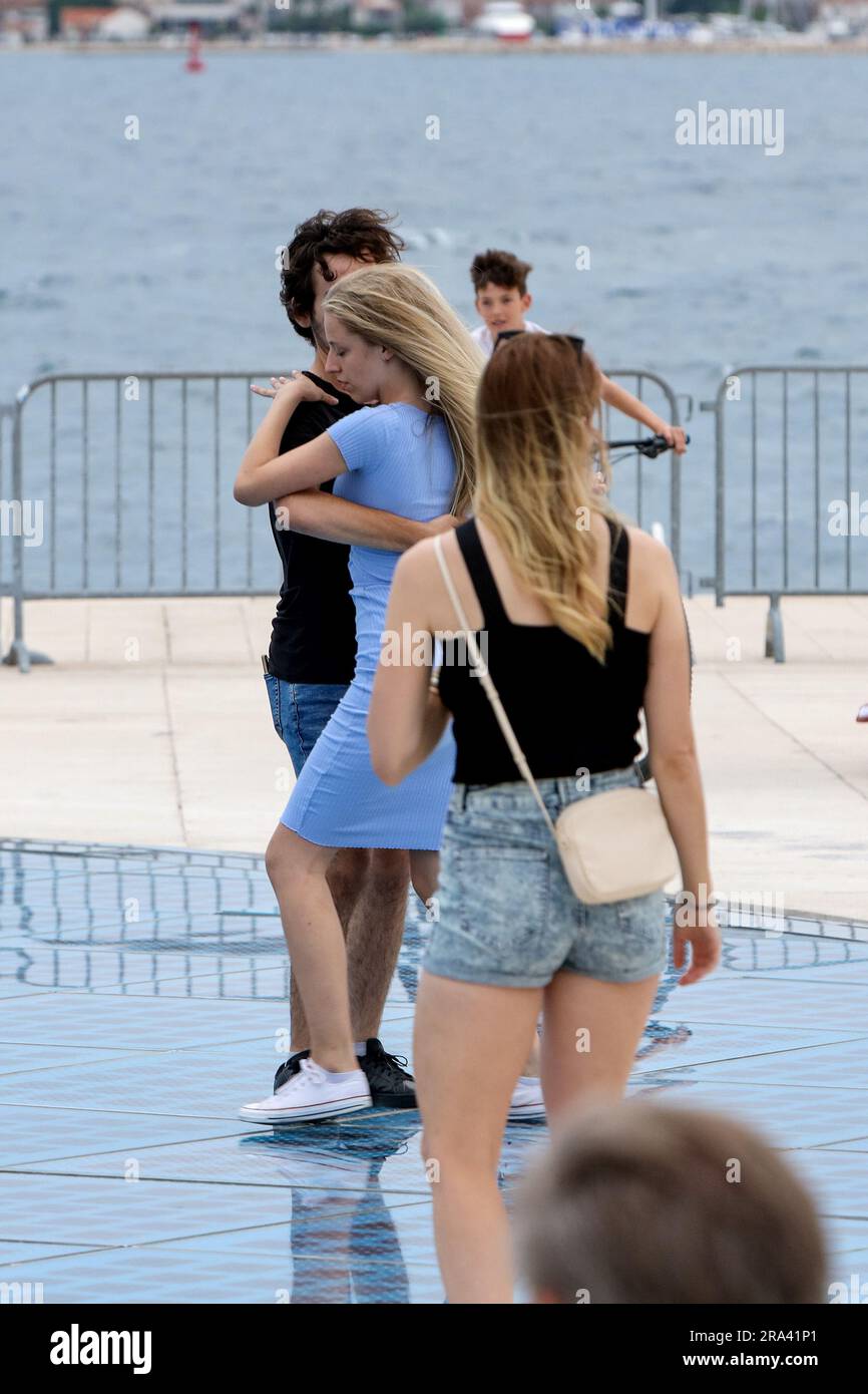 Zadar, Croatia. 30th June, 2023. Couples dance at Monument to the Sun ...