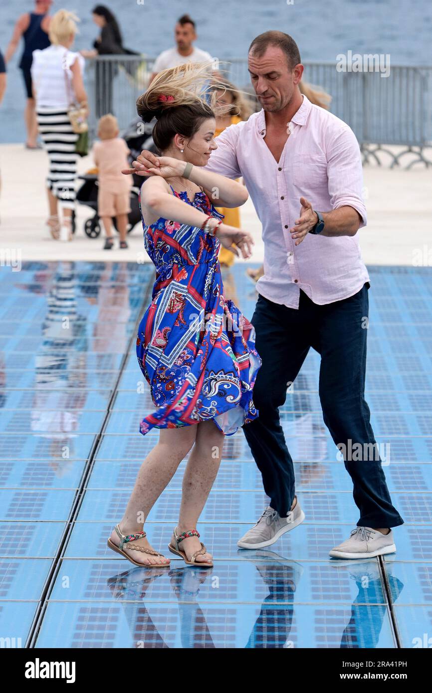 Zadar, Croatia. 30th June, 2023. Couples dance at Monument to the Sun ...