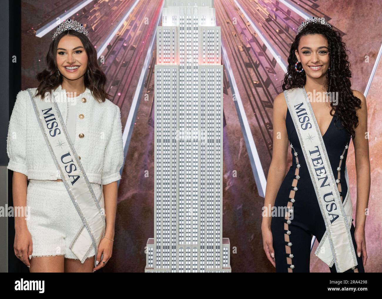 Miss USA 2022 Morgan Romano and Miss Teen USA 2022 Faron Medhi attend ...