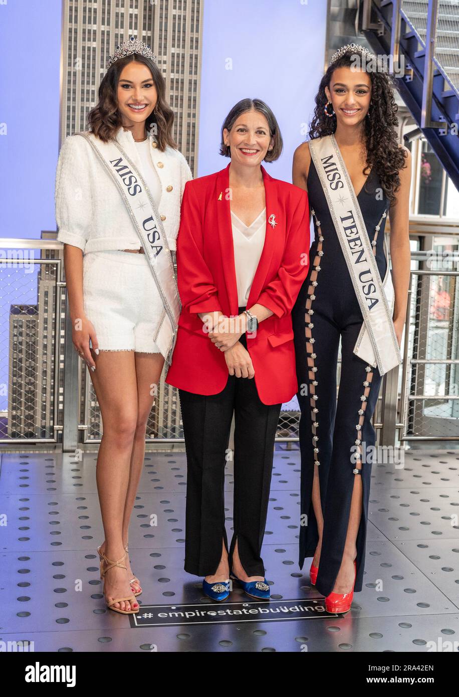 Miss USA 2022 Morgan Romano, Amy Emmerich and Miss Teen USA 2022 Faron ...