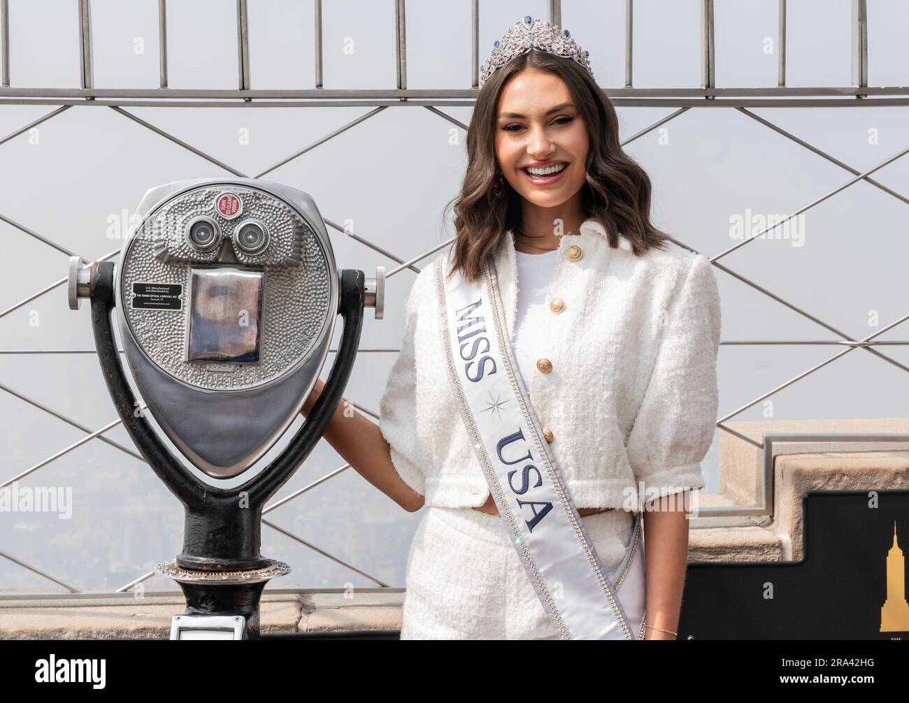 Miss USA 2022 Morgan Romano attends ceremonial lighting of Empire State ...