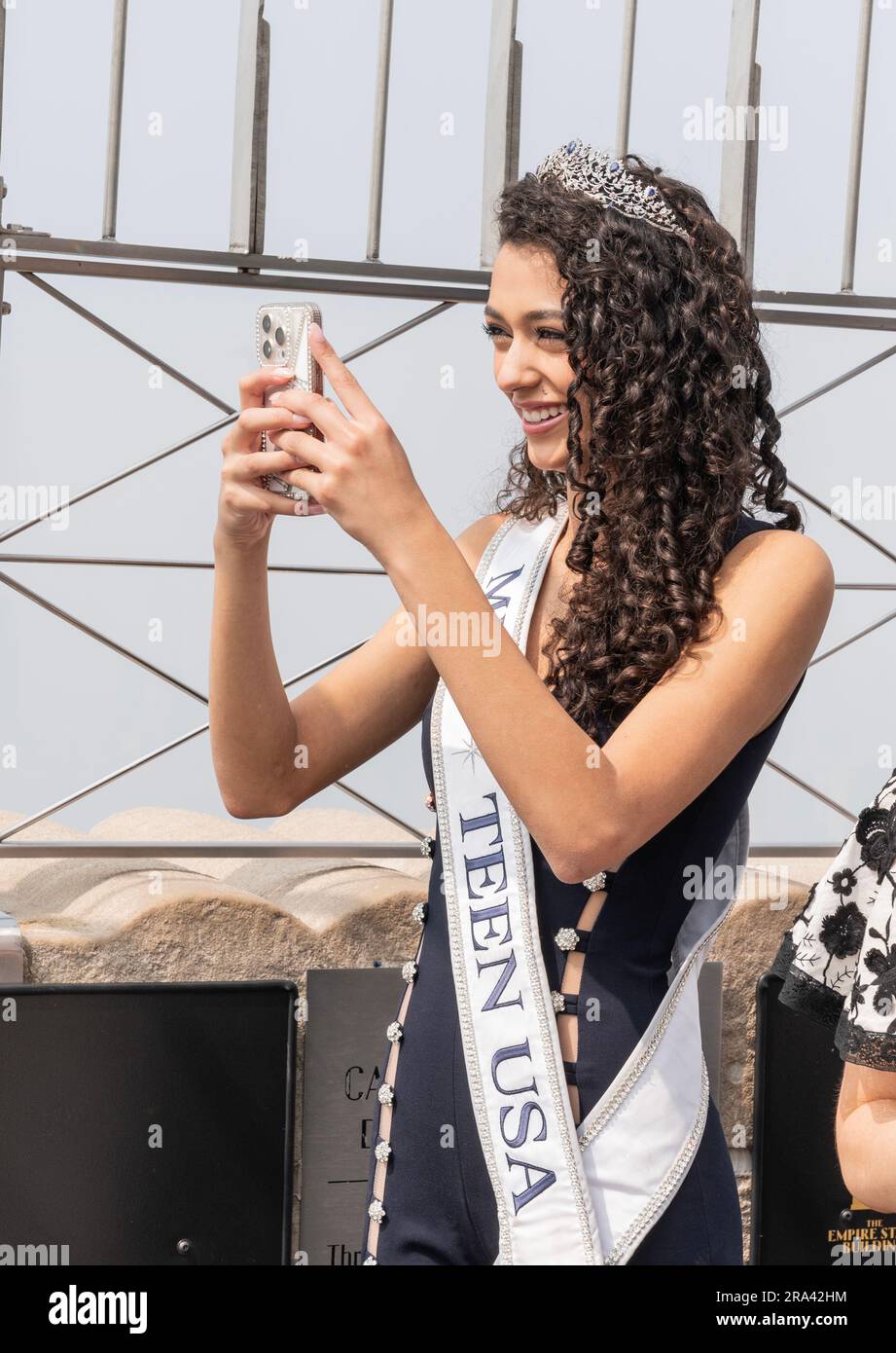 Miss Teen USA 2022 Faron Medhi attends ceremonial lighting of Empire ...