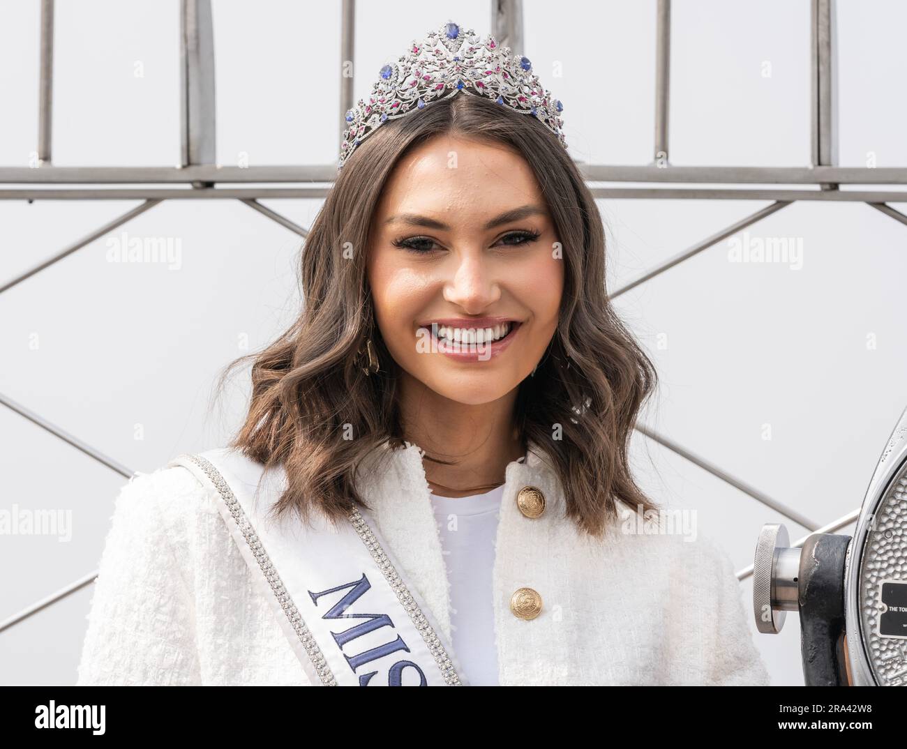 Miss USA 2022 Morgan Romano attends ceremonial lighting of Empire State ...