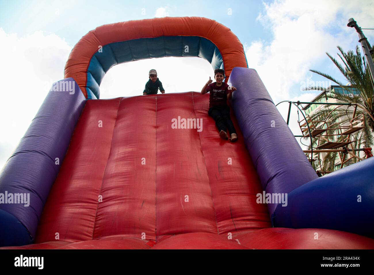 June 30, 2023: Gaza, Palestine. 30 June 2023. Palestinian children have ...