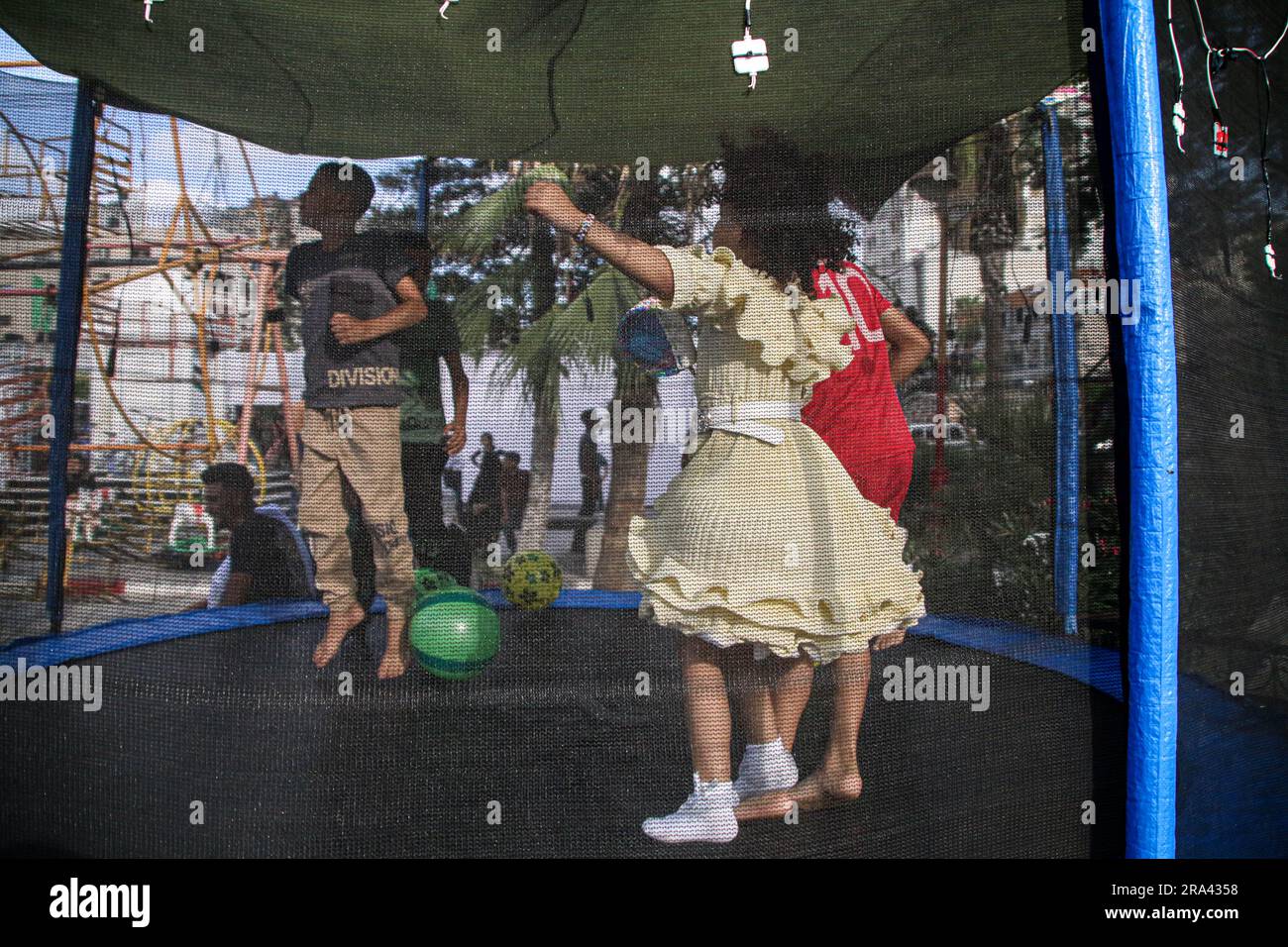 June 30, 2023: Gaza, Palestine. 30 June 2023. Palestinian children have ...