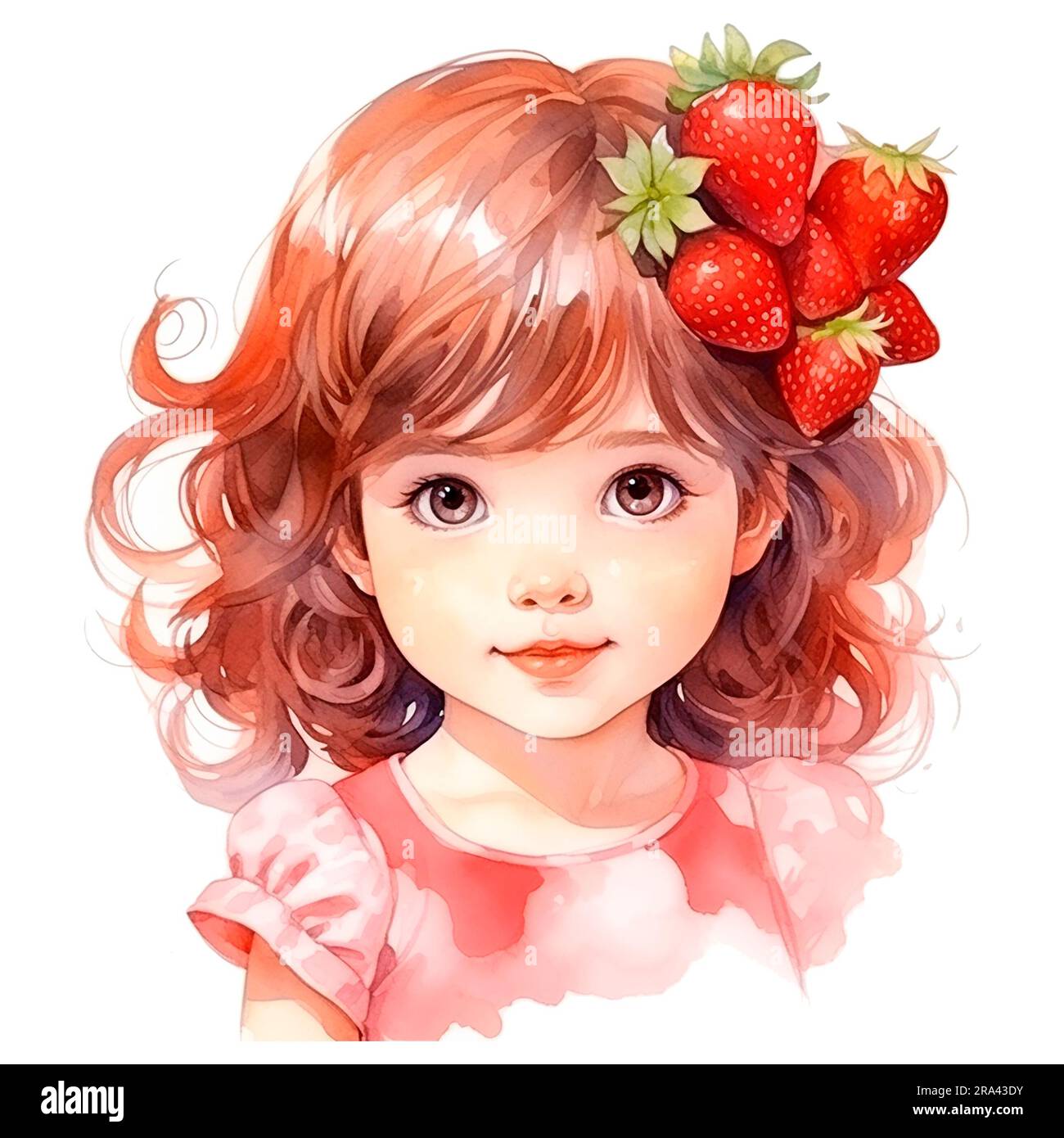 Watercolor illustrations isolated on a white background, cute girl in ...