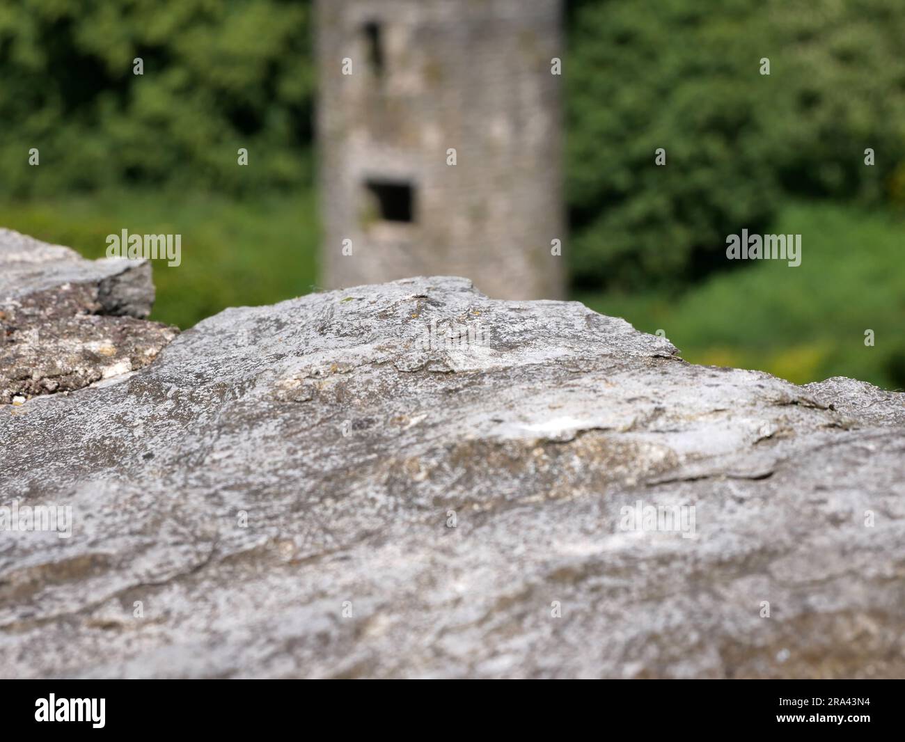 Old stone over ancient tower background, Blarney castle in Ireland, old ...