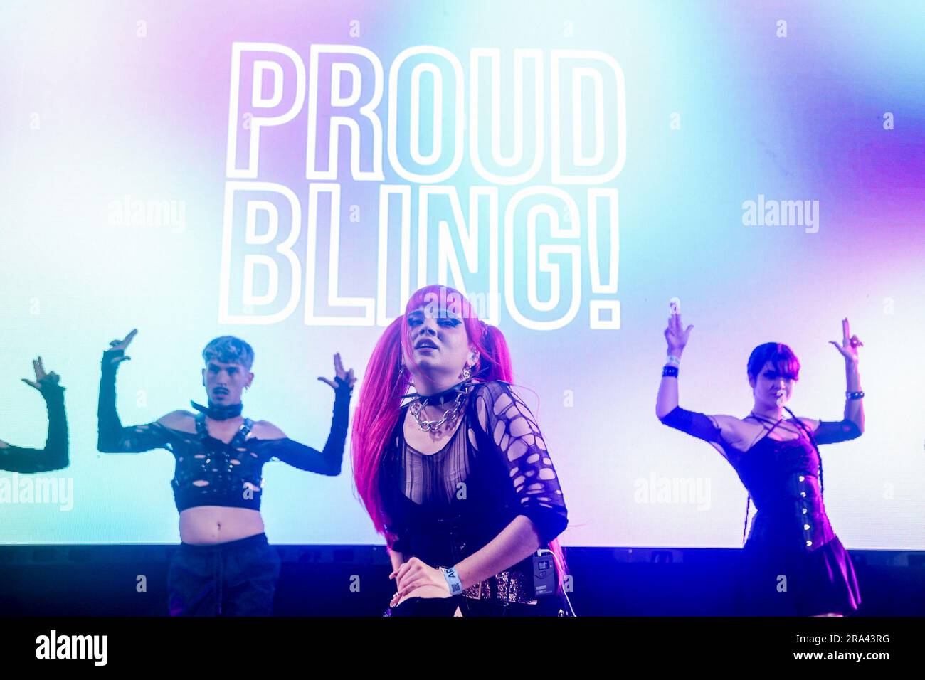 The singer Rakky Ripper during a performance for MADO Madrid Pride 2023 ...